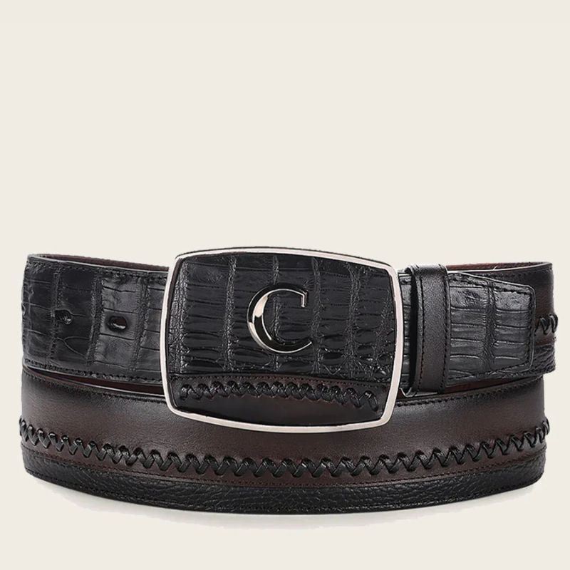 Cinto Cuadra con Bordado de Caiman Negro BC368 Para Hombre – Yona West