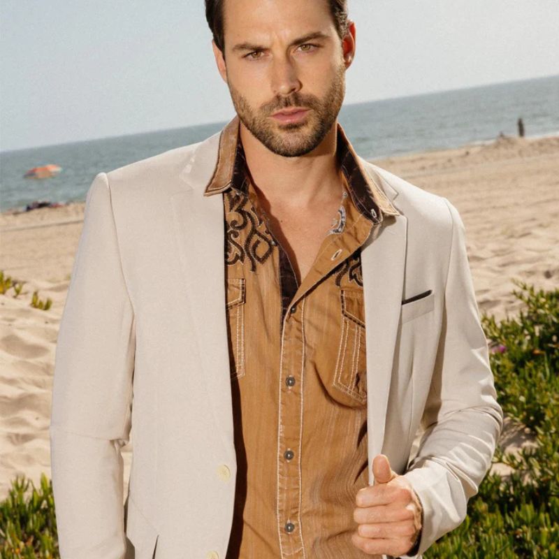 Saco Elastico Beige BLZ9927 Para Hombre | Platini – Yona West
